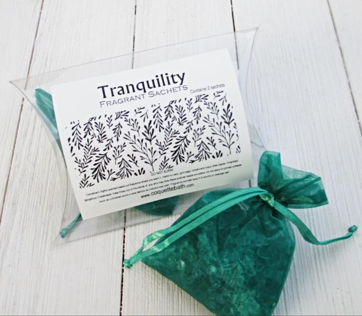 Tranquility Sachets, 2pc package, fresh spa scent | Coquette Bath & Home™